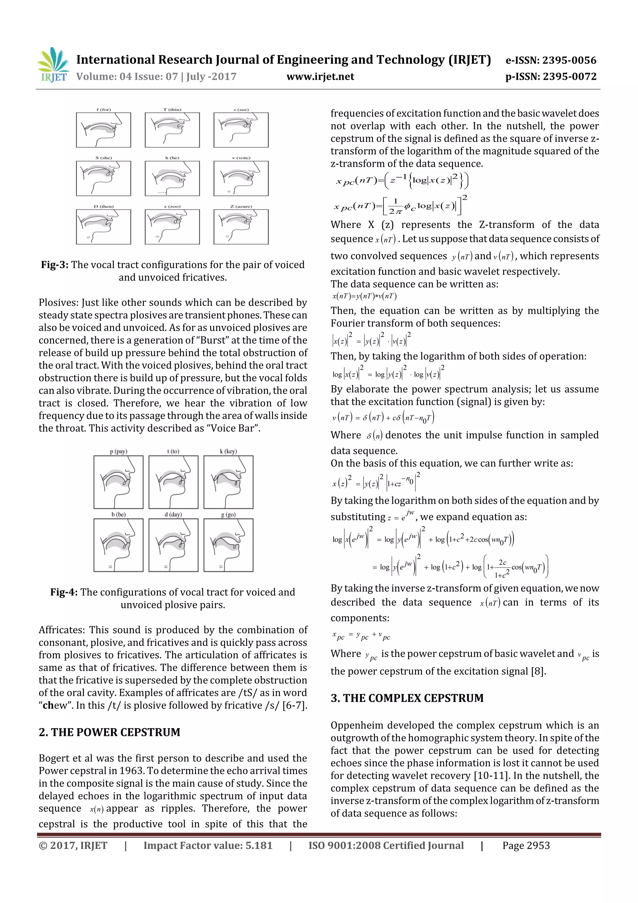 Investigations Of Formant Extraction Of Male And Female Speech Signal Via Cepstral De
