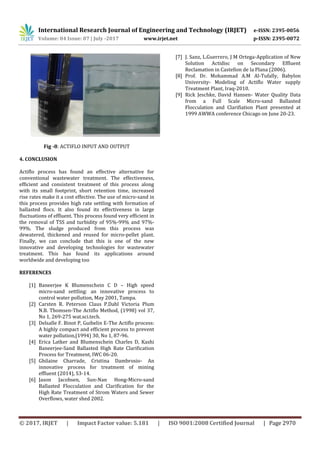 Removal of Total Suspended Solids and Turbidity by Actiflo Process ...