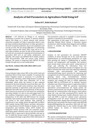 Analysis of Soil Parameters in Agriculture Field using IOT | PDF | Internet | Computing