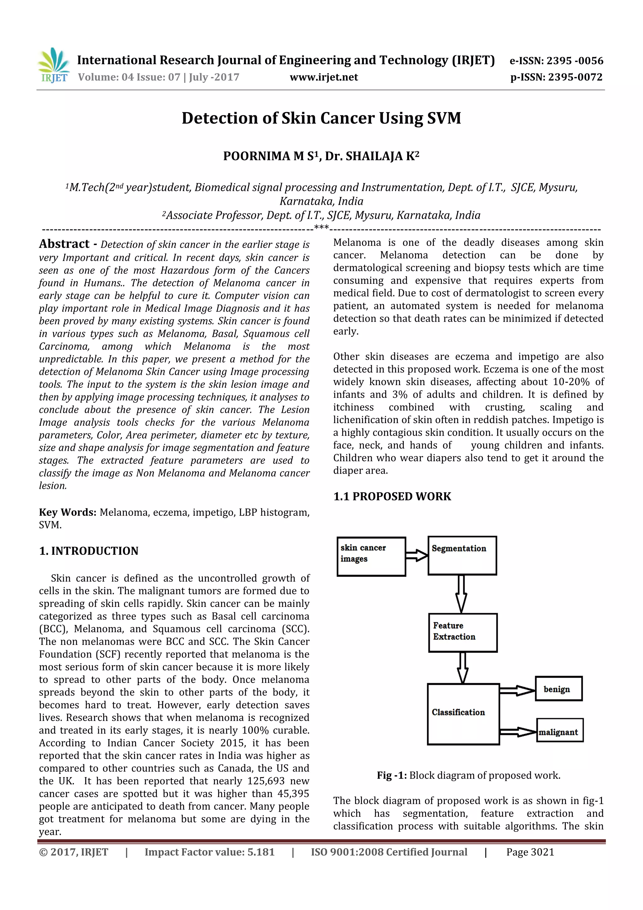 Detection of Skin Cancer using SVM | PDF