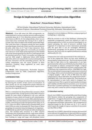 Design & Implementation of a DNA Compression Algorithm | PDF