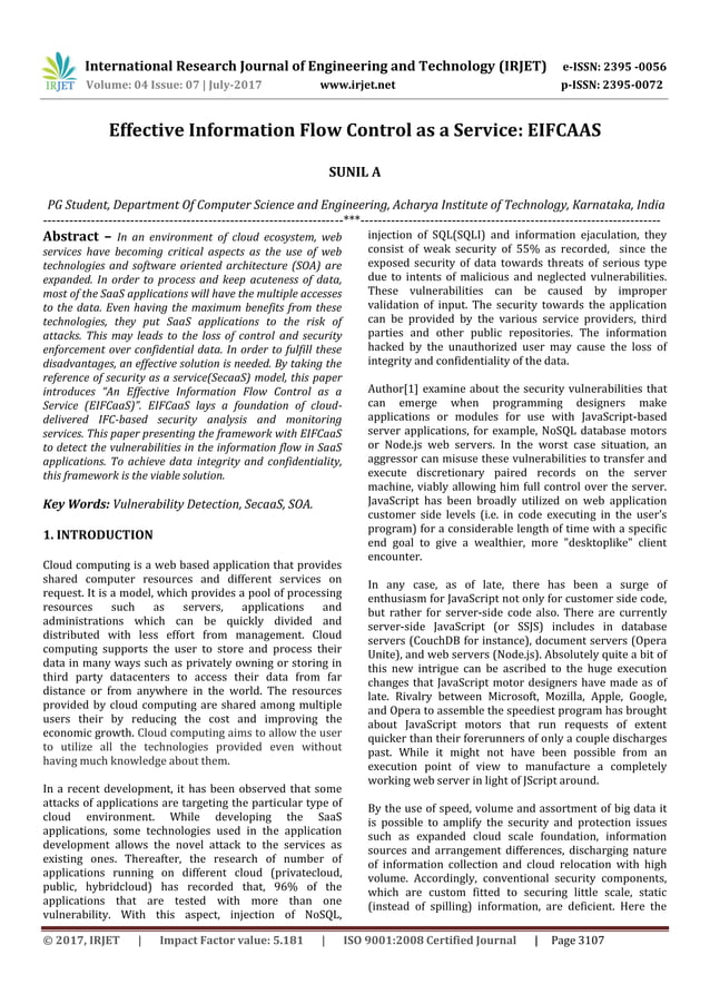 Effective Information Flow Control as a Service: EIFCaaS | PDF