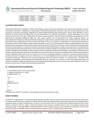 Implement L-diversity by using Generalization Algorithm | PDF | Free Download