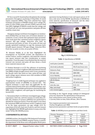 Parametric Optimization of Graphite Plate by WEDM | PDF