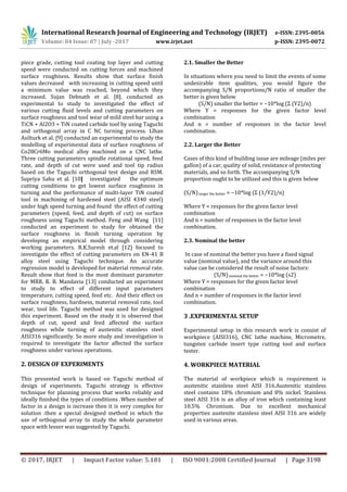 Optimization of Cutting Parameters Based on Taugchi Method of AISI316 using CNC Lathe Machine | PDF