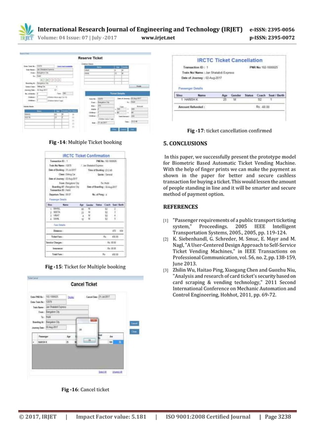 Biometric Based Automatic Ticket Vending Machine for Indian Railways | PDF