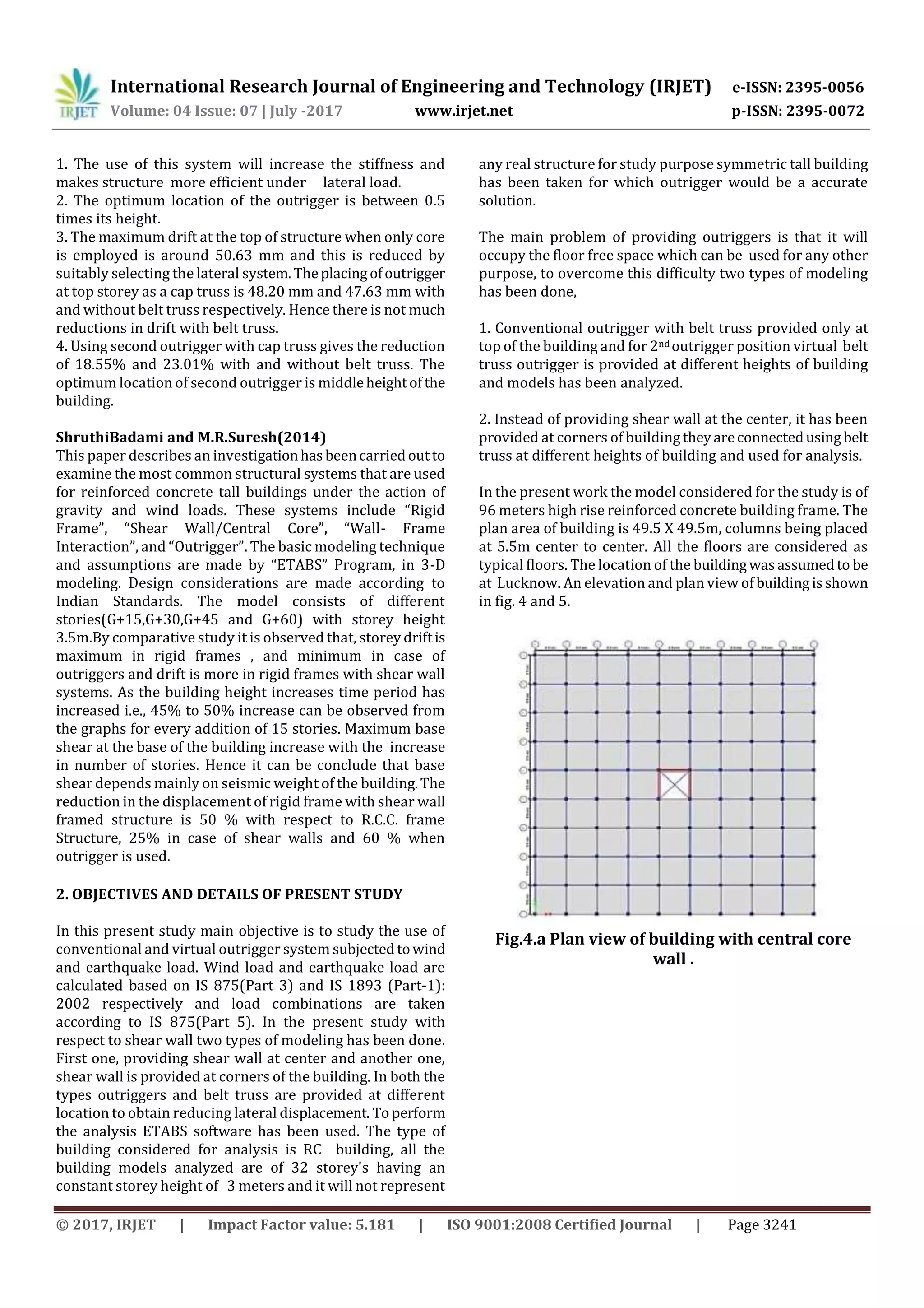 The Study on Behaviour of Outriggers for Tall Buildings Subjected to ...