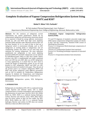 Complete Evaluation of Vapour Compression Refrigeration System using ...