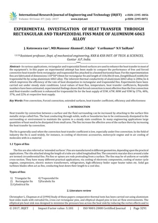 Experimental Investigation of Heat Transfer through Rectangular and ...