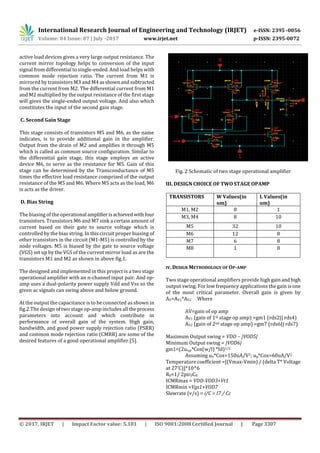 Design and Implementation of Two Stage Operational Amplifier | PDF