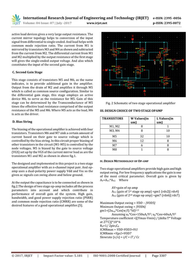 Design and Implementation of Two Stage Operational Amplifier | PDF