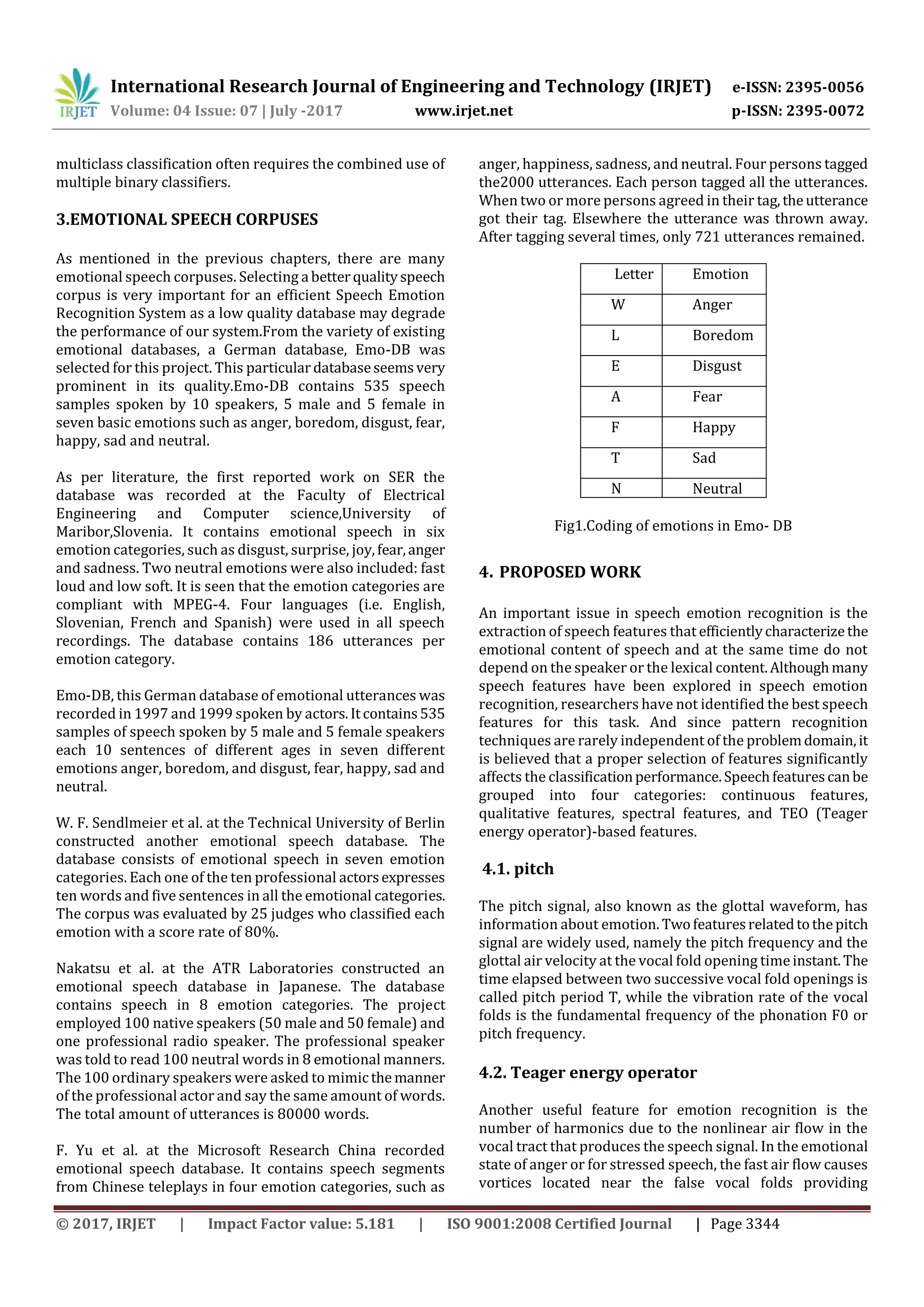 Efficient Speech Emotion Recognition using SVM and Decision Trees | PDF