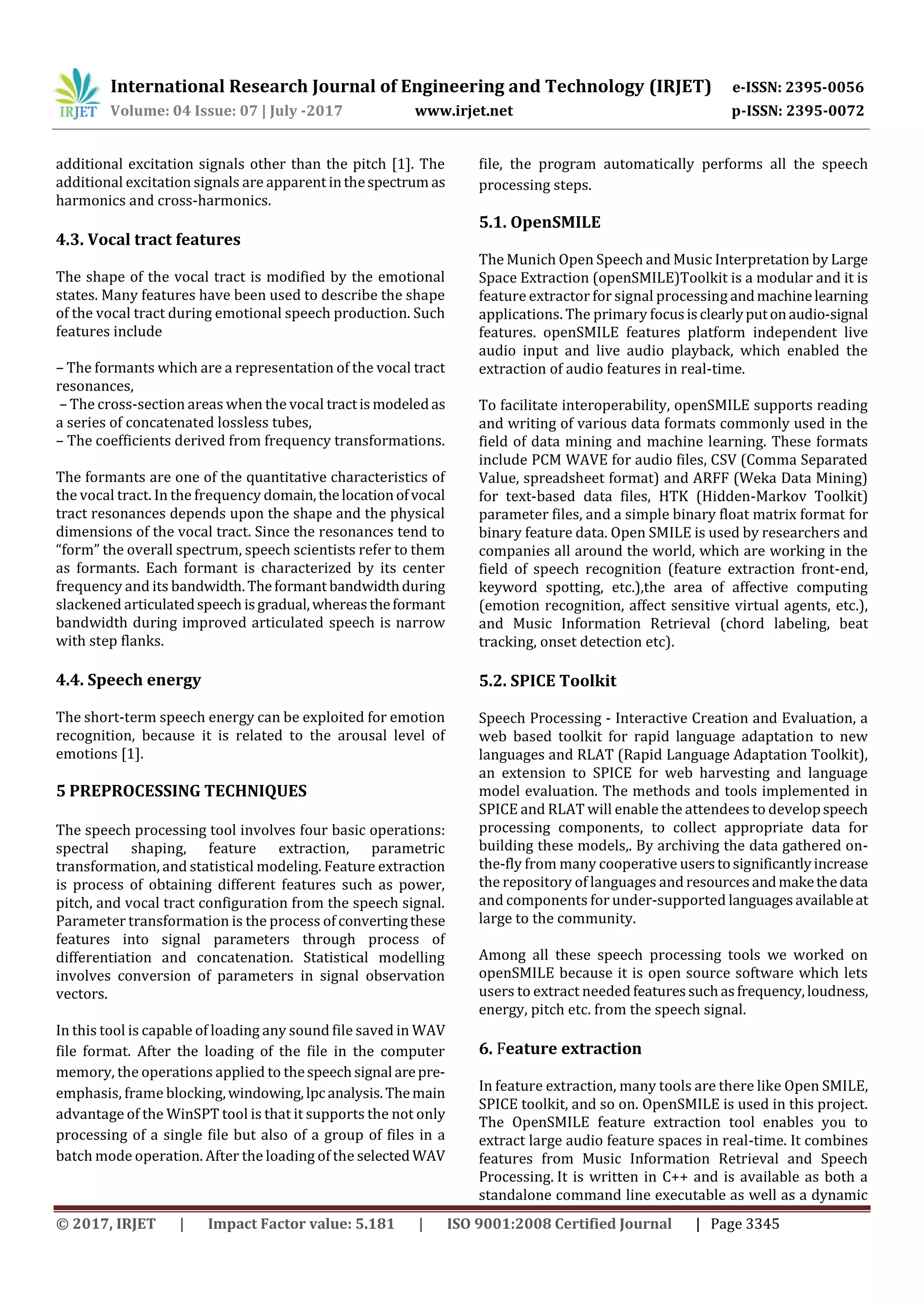 Efficient Speech Emotion Recognition Using Svm And Decision Trees Pdf