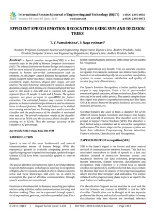 Efficient Speech Emotion Recognition using SVM and Decision Trees | PDF