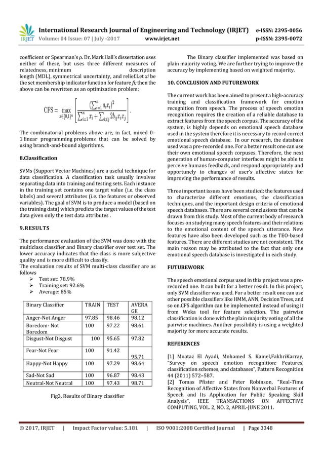 Efficient Speech Emotion Recognition using SVM and Decision Trees | PDF