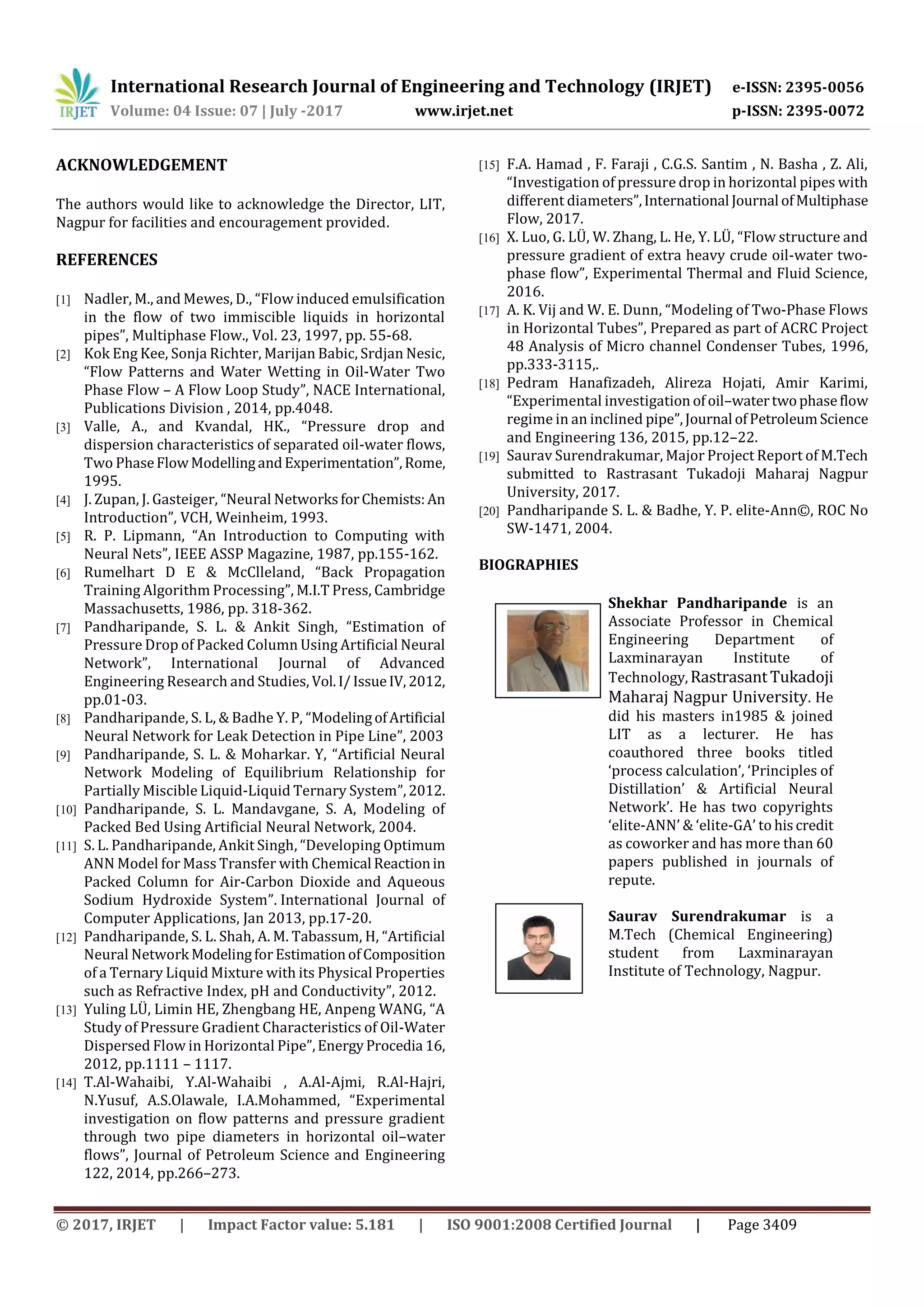 Artificial Neural Network Modelling for Pressure Drop Estimation of Oil ...