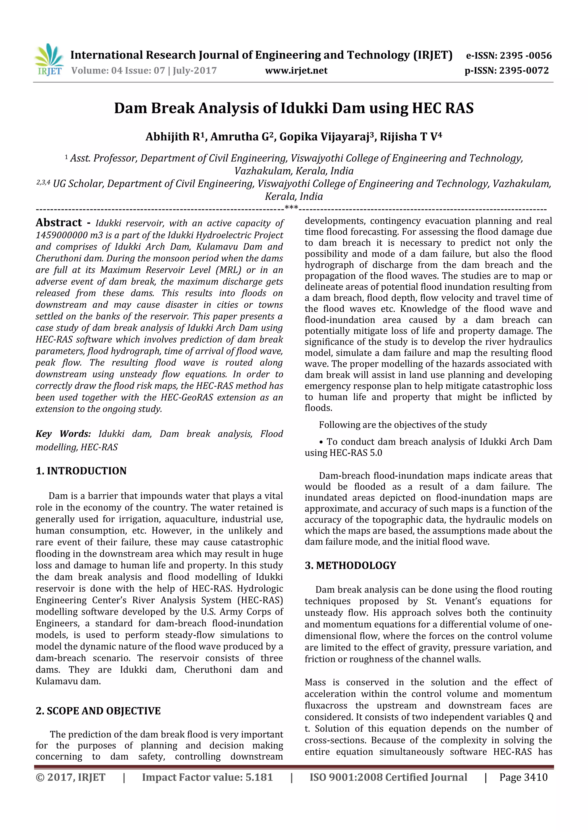 Dam Break Analysis of Idukki Dam using HEC RAS | PDF