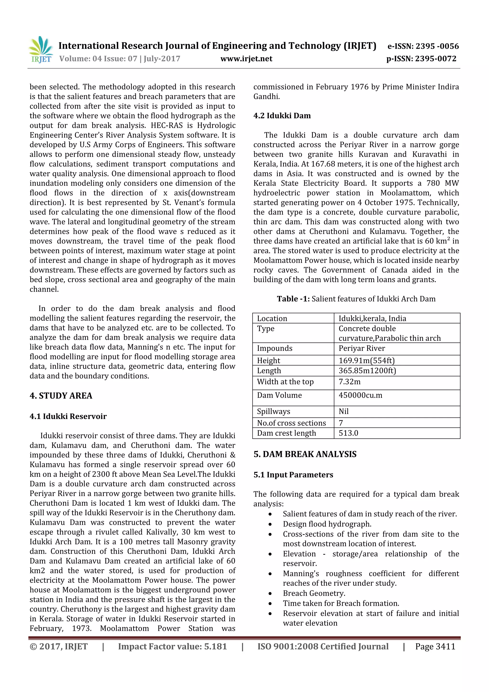 Dam Break Analysis of Idukki Dam using HEC RAS | PDF