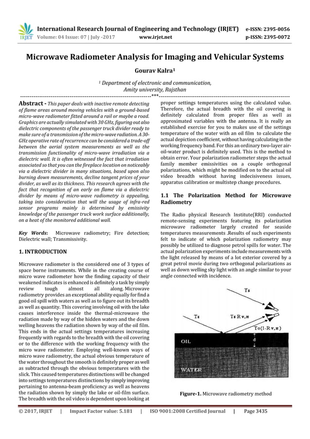 Microwave Radiometer Analysis for Imaging and Vehicular Systems | PDF