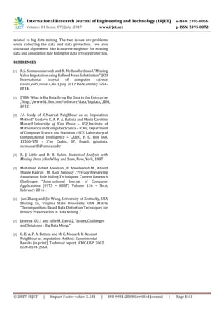 Survey paper on Big Data Imputation and Privacy Algorithms | PDF