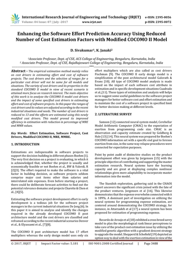 Enhancing The Software Effort Prediction Accuracy Using Reduced Number