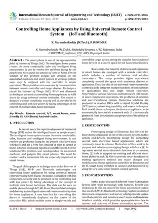 Controlling Home Appliances by using Universal Remote Control System ...