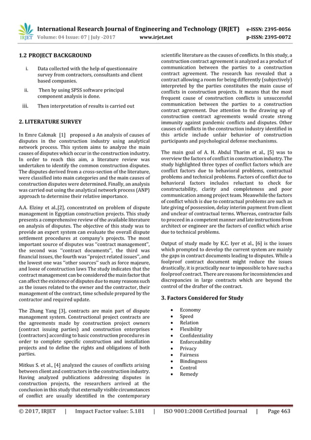 Practical Investigation Of Factors Affecting Selection Of Dispute Resolution Methods In