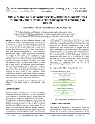 Minimization of Casting Defects in Aluminum Alloys Wheels through Manufacturing Processes ...