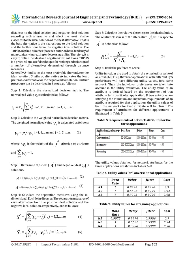 The Utility based AHP& TOPSIS Methods for Smooth Handover in Wireless Networks | PDF