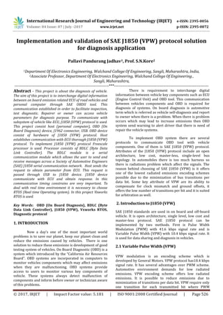 Implementation and Validation of SAE J1850 (VPW) Protocol Solution for ...