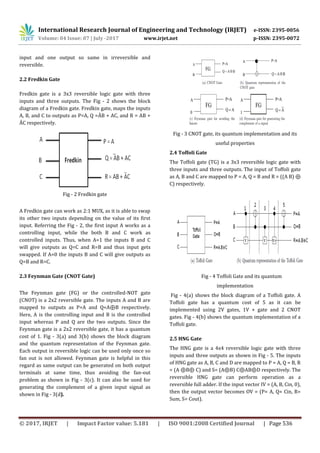 An Extensive Literature Review on Reversible Arithmetic and Logical Unit | PDF