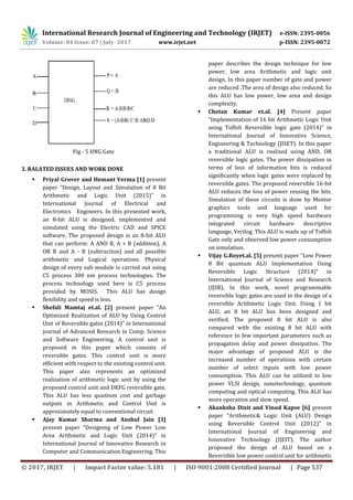 An Extensive Literature Review on Reversible Arithmetic and Logical Unit | PDF