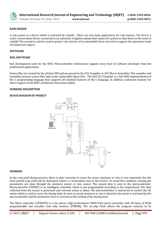 Rain Sensor Automatically Controlled Drying Shed for Crop Yield Farmers ...