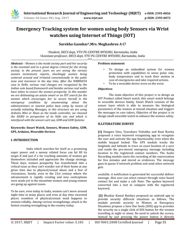 Emergency Tracking System for Women using Body Sensors Via Wrist ...