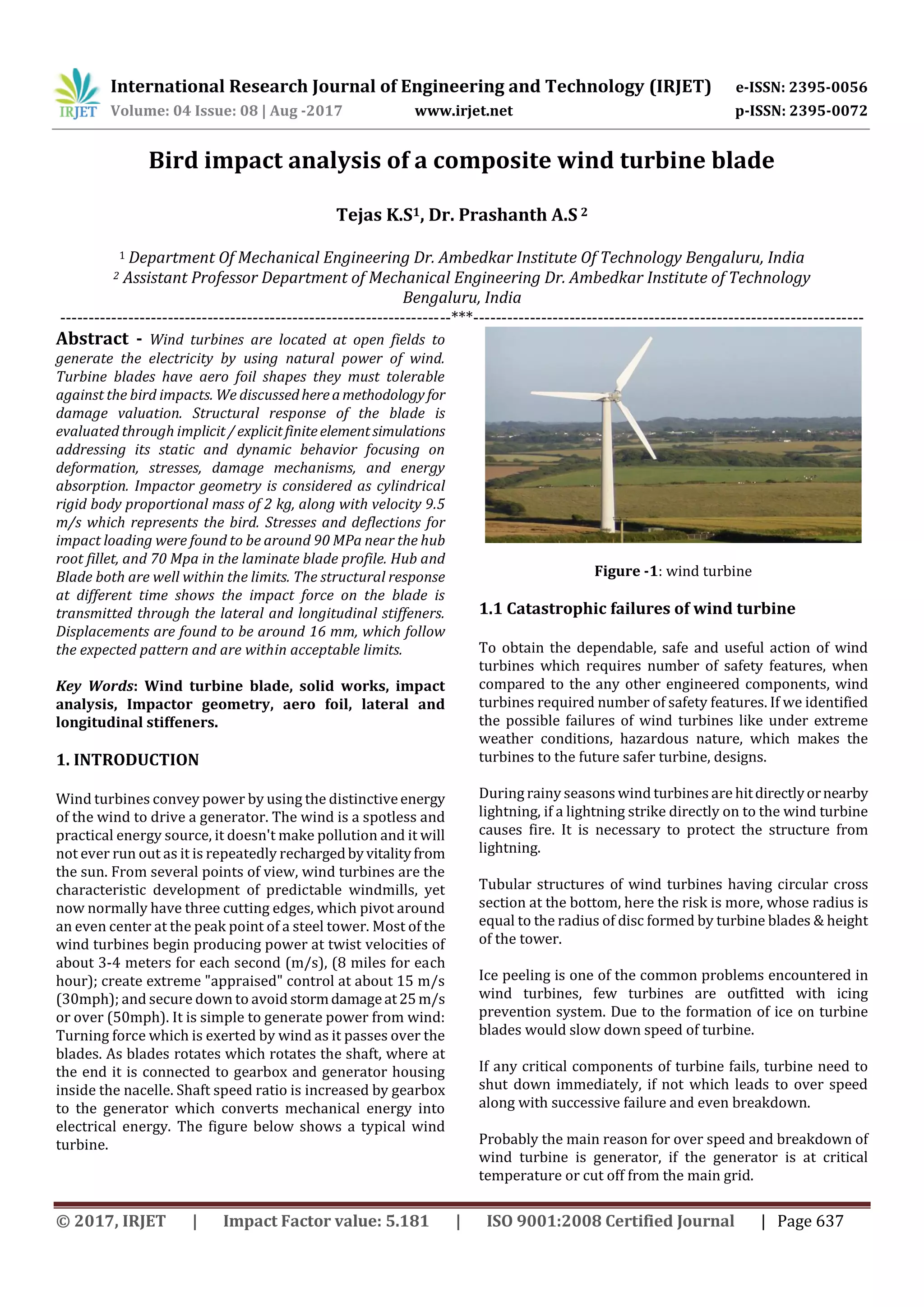 Bird Impact Analysis of a Composite Wind Turbine Blade | PDF