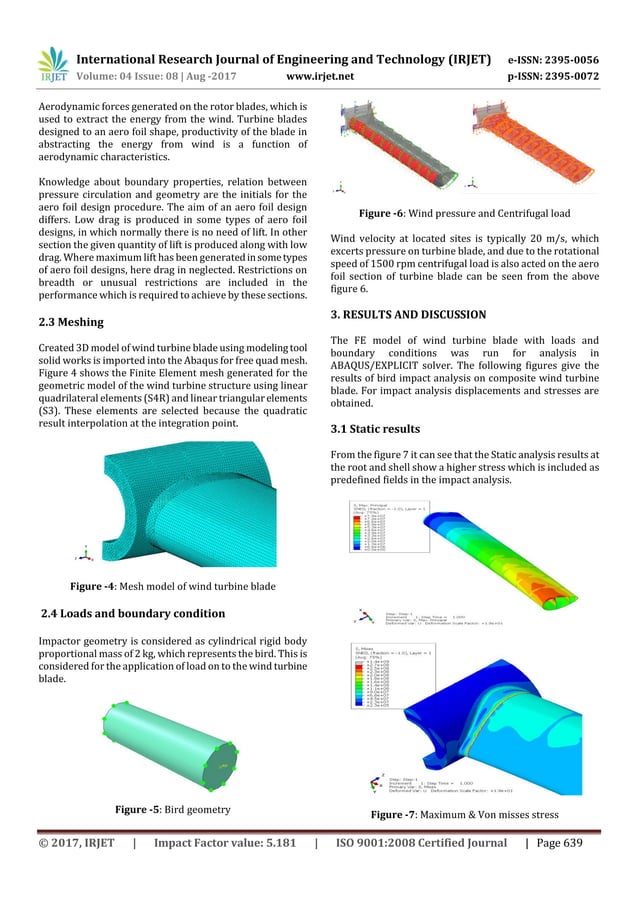 Bird Impact Analysis Of A Composite Wind Turbine Blade Pdf