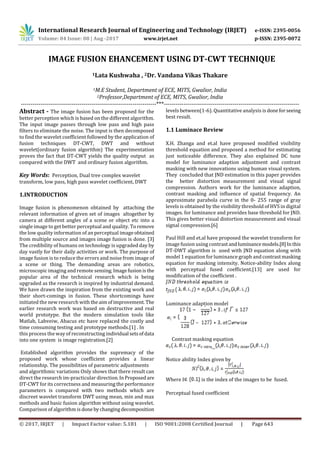 Image Fusion Ehancement using DT-CWT Technique | PDF
