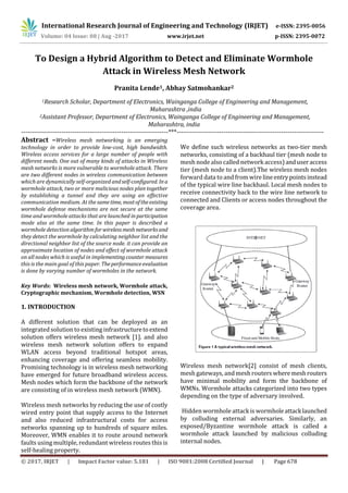 To Design a Hybrid Algorithm to Detect and Eliminate Wormhole Attack in Wireless Mesh Network ...