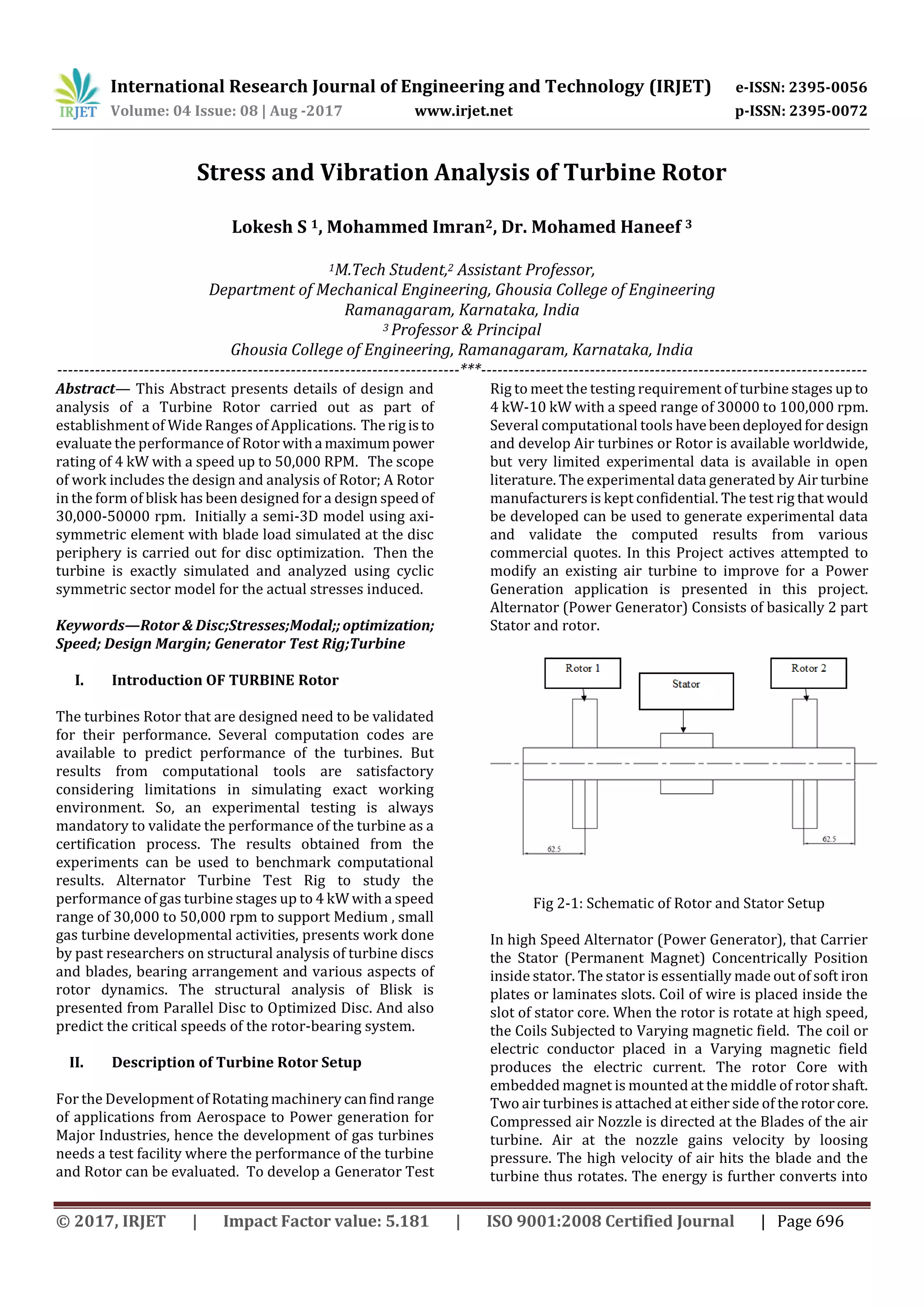 Stress and Vibration Analysis of Turbine Rotor | PDF