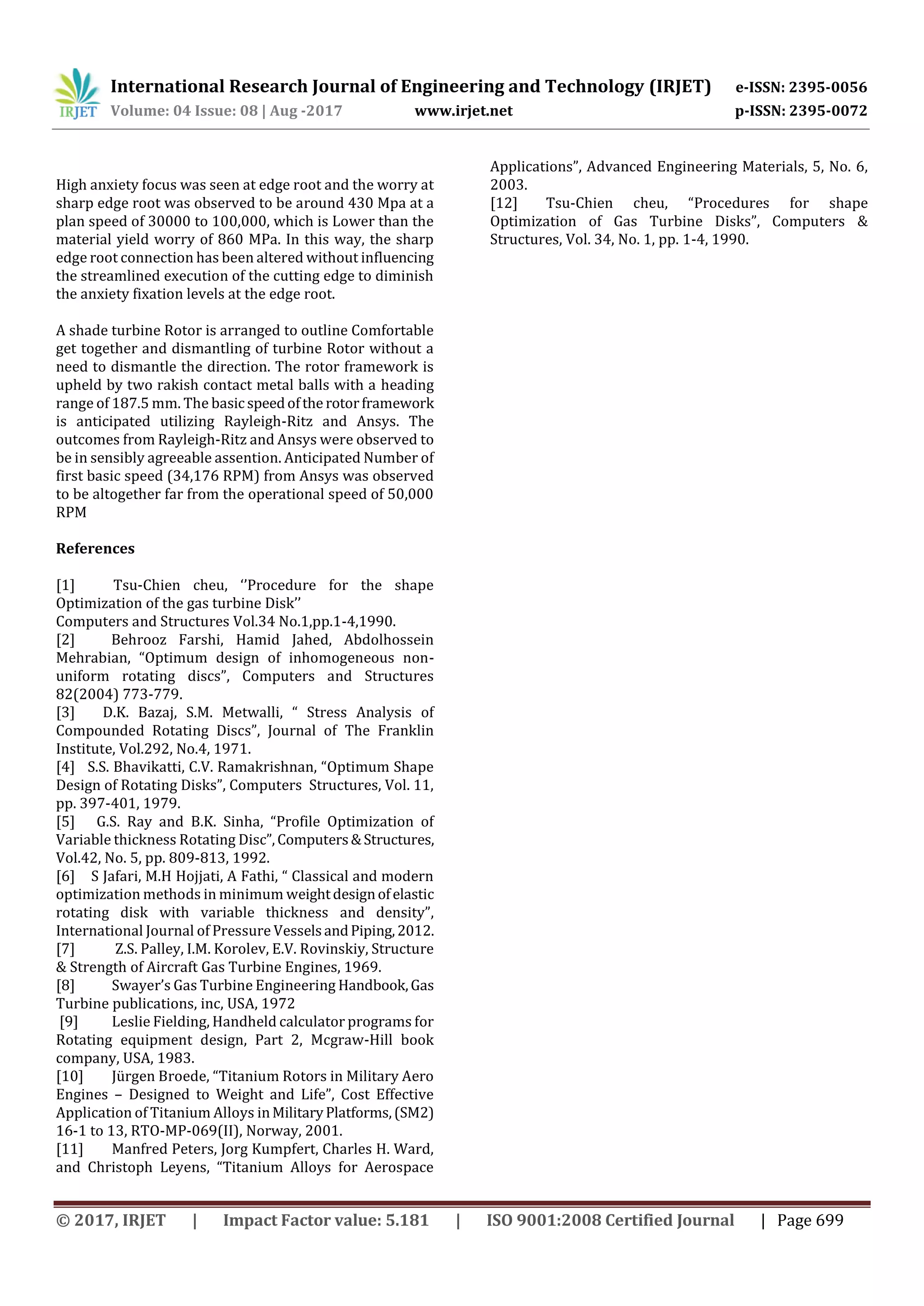 Stress and Vibration Analysis of Turbine Rotor | PDF
