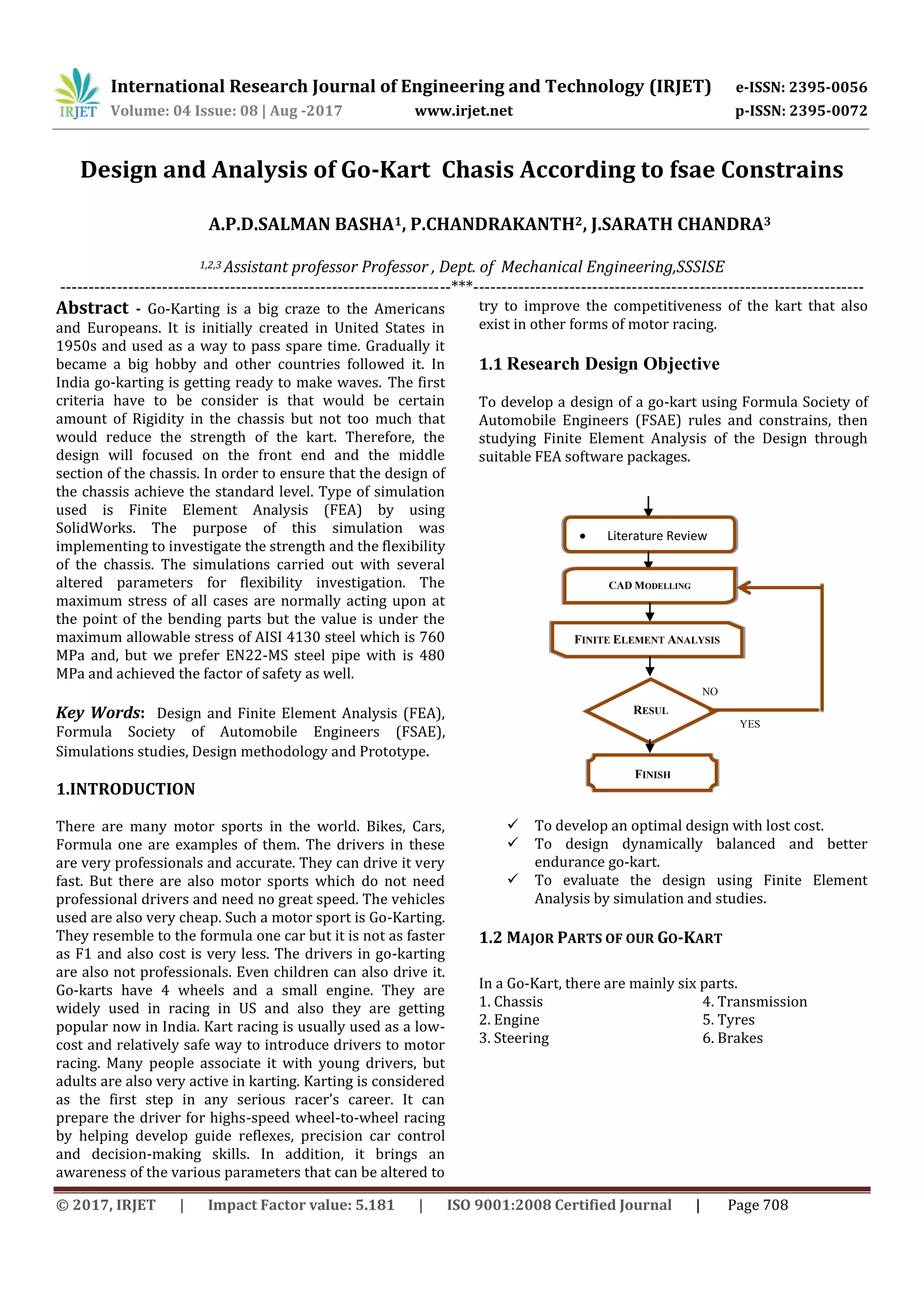 Design and Analysis of Go-Kart Chasis According to fsae Constrains | PDF