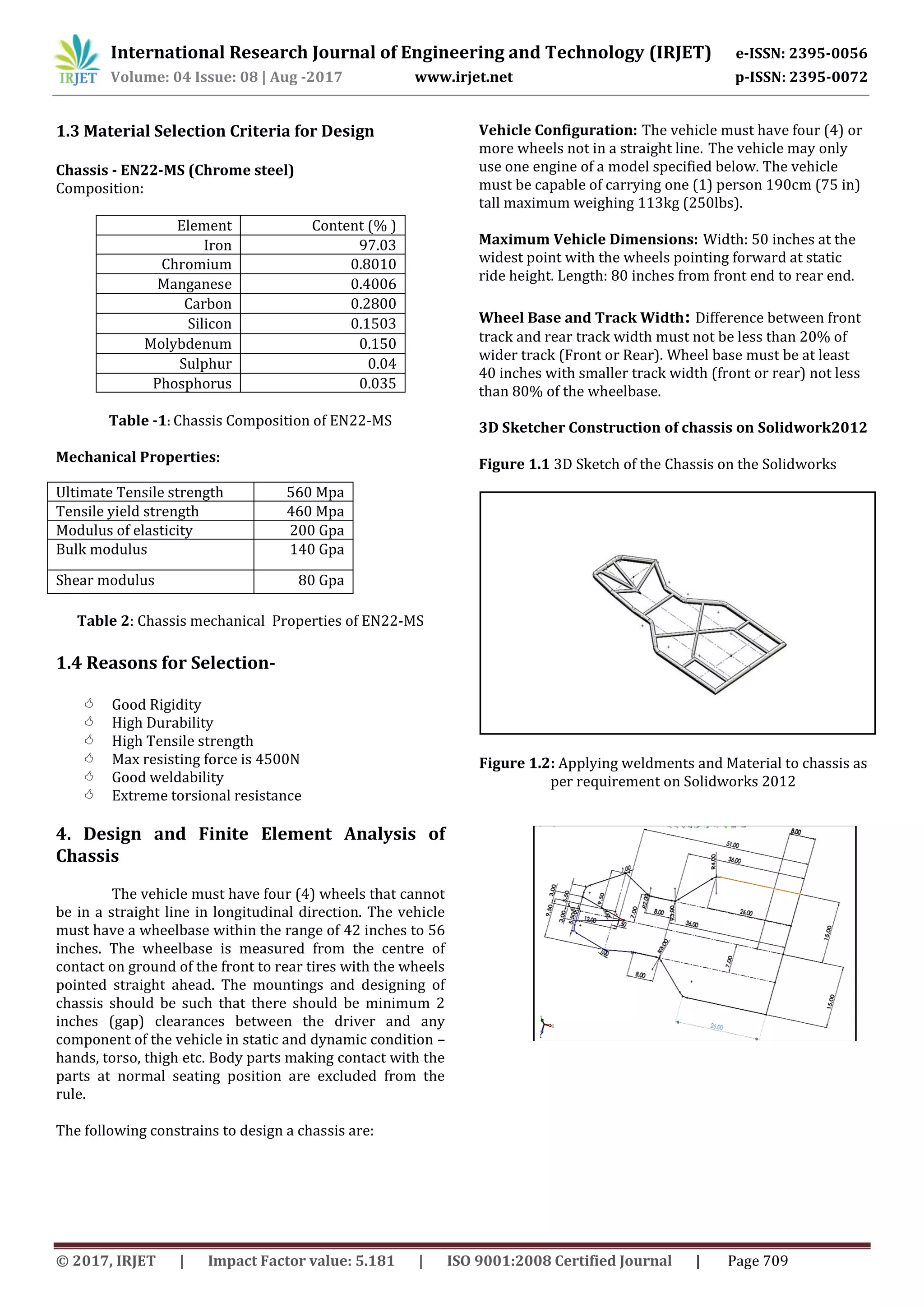 Design and Analysis of Go-Kart Chasis According to fsae Constrains | PDF