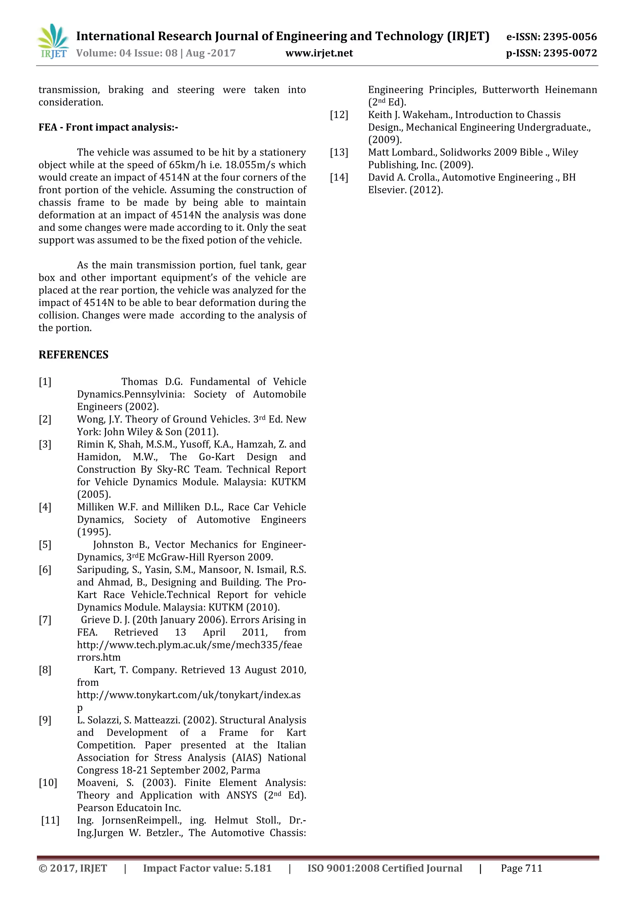 Design and Analysis of Go-Kart Chasis According to fsae Constrains | PDF