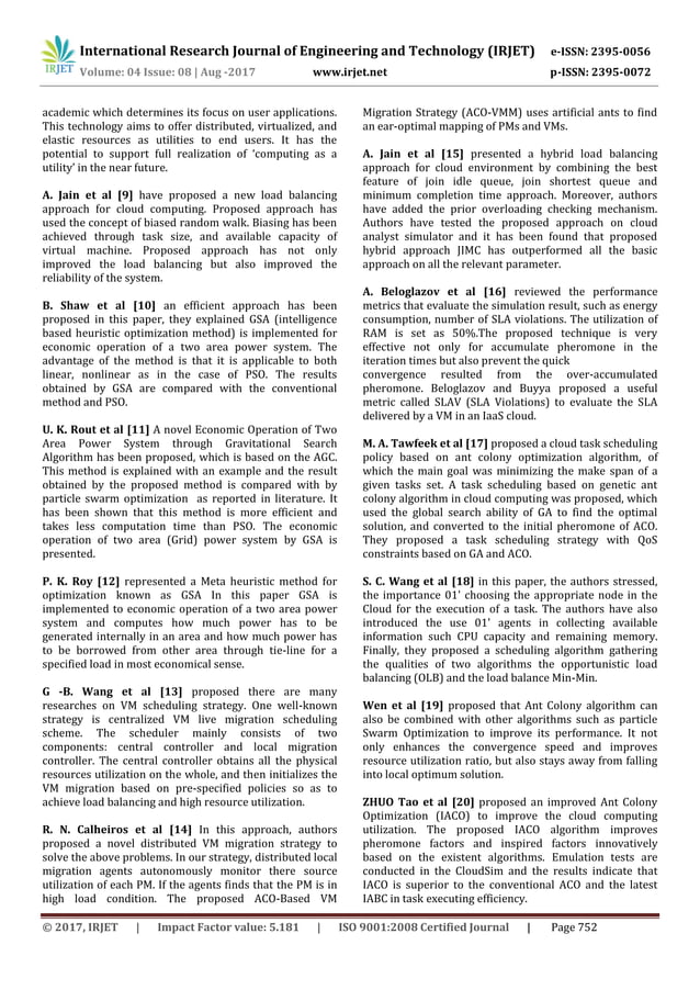 A Review: Metaheuristic Technique in Cloud Computing | PDF