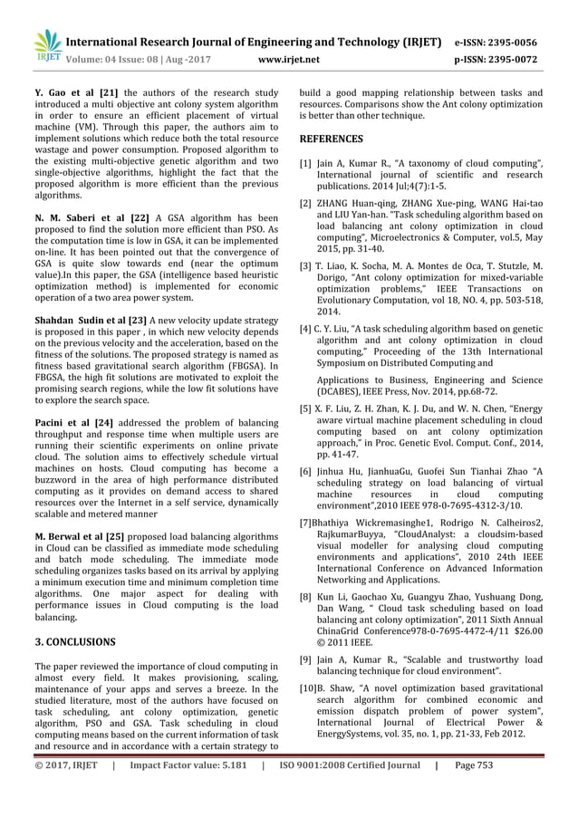 A Review Metaheuristic Technique In Cloud Computing Pdf