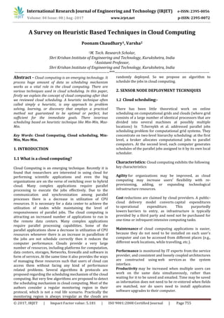 A Survey on Heuristic Based Techniques in Cloud Computing | PDF