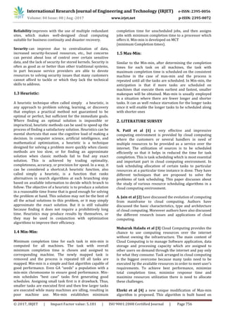 A Survey on Heuristic Based Techniques in Cloud Computing | PDF