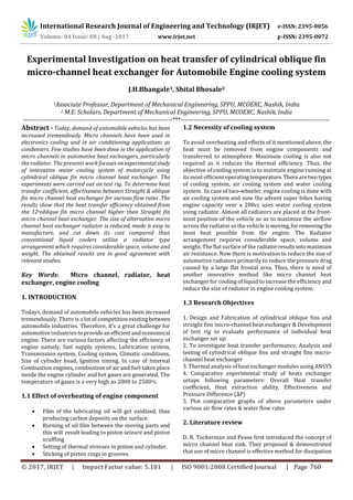 Experimental Investigation on Heat Transfer of Cylindrical Oblique Fin Micro-Channel Heat ...