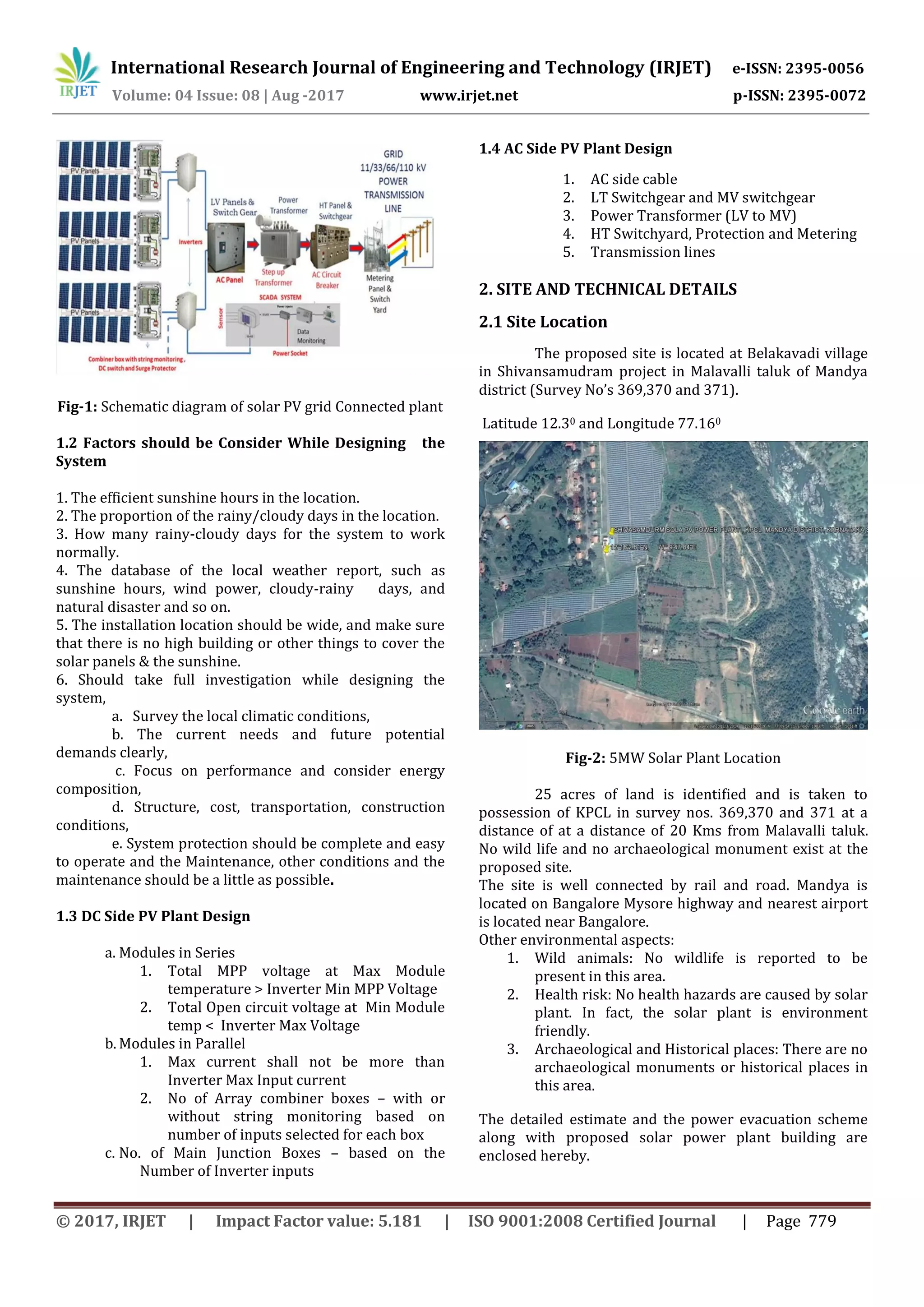 Design and Development of 5MW Solar PV Grid Connected Power Plant using ...