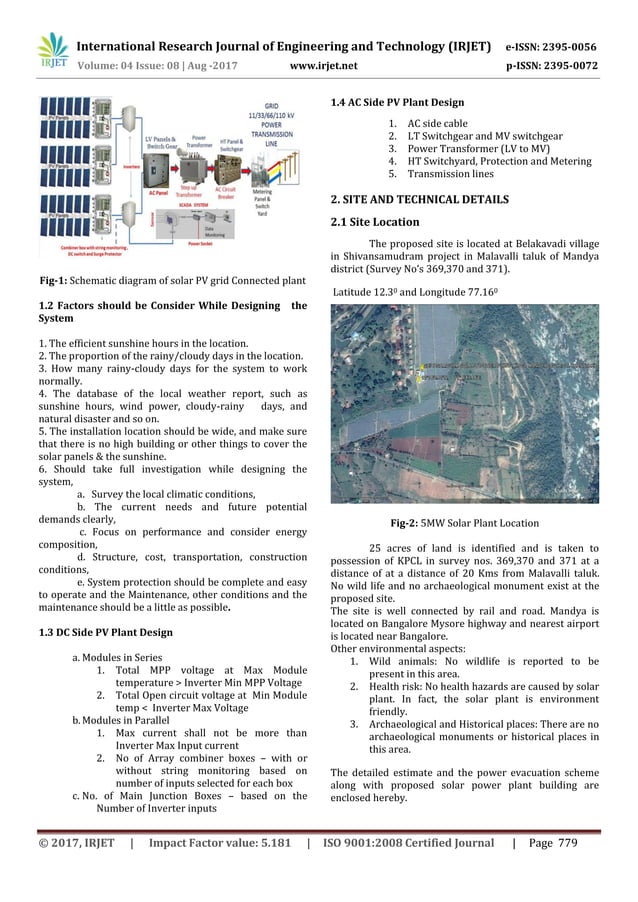 Design and Development of 5MW Solar PV Grid Connected Power Plant using ...